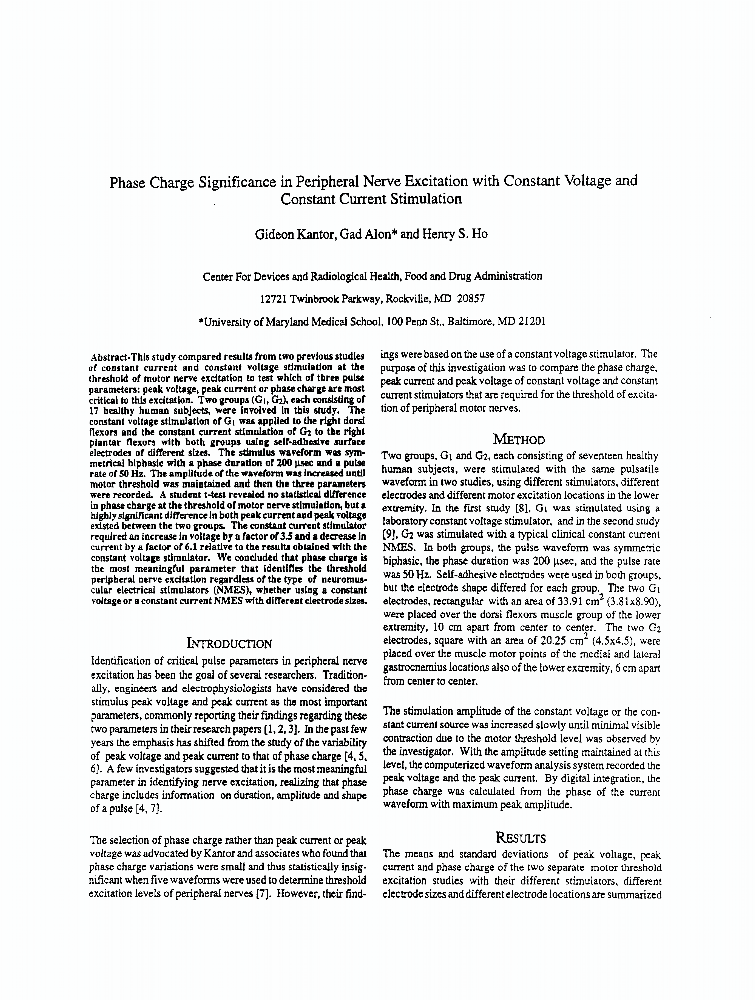 Phase charge significance in peripheral nerve excitation with constant ...