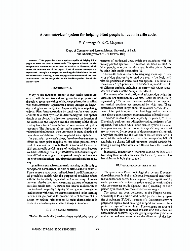 A computerized system for helping blind people to learn braille code ...