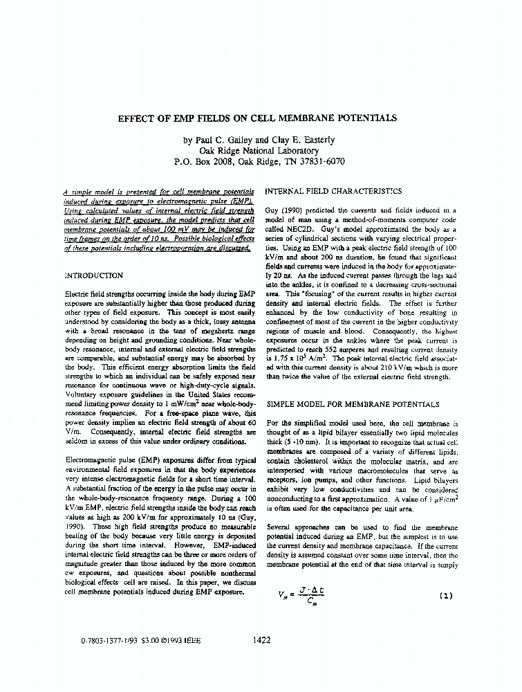 Effect of EMP fields on cell membrane potentials | IEEE Conference Publication | IEEE Xplore