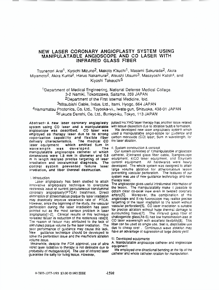New laser coronary angioplasty system using manipulatable angioscope ...