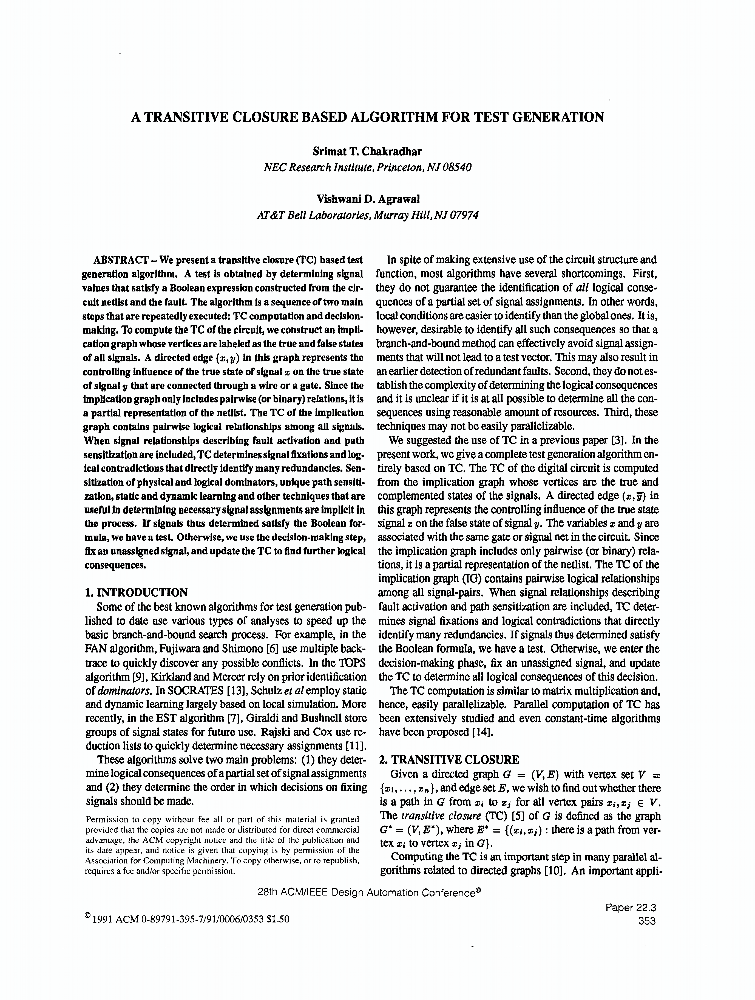 A Transitive Closure Based Algorithm For Test Generation Ieee Conference Publication Ieee Xplore