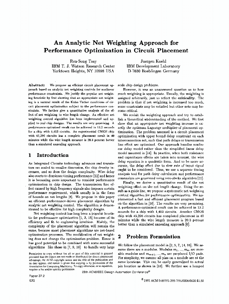 An analytic net weighting approach for performance optimization in circuit placement | IEEE ...