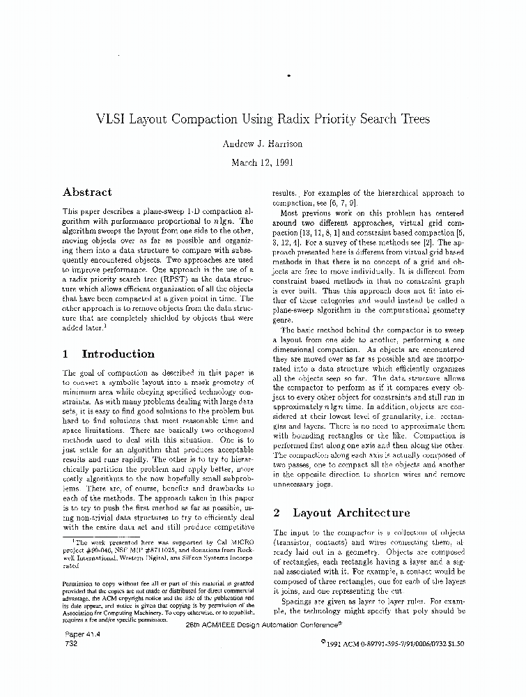VLSI layout compaction using radix priority search trees | IEEE Conference Publication | IEEE Xplore
