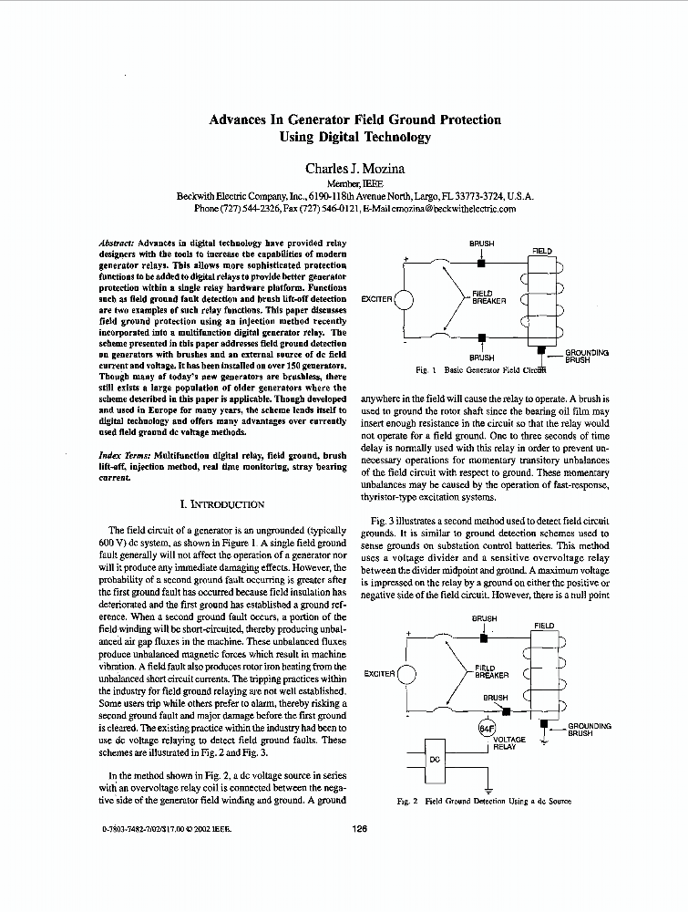 Advances in generator field ground protection using digital technology ...