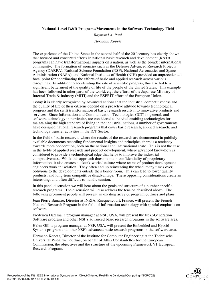 National-level R and D programs/movements in the software technology ...