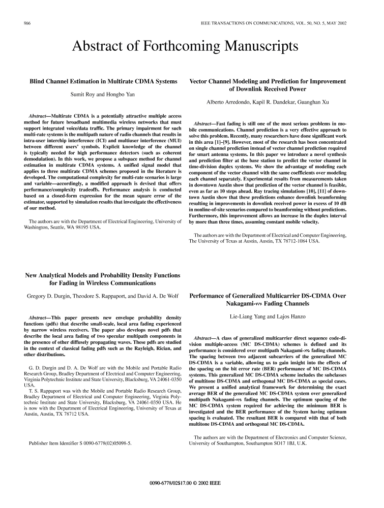Abstract of forthcoming manuscripts | IEEE Journals & Magazine | IEEE ...
