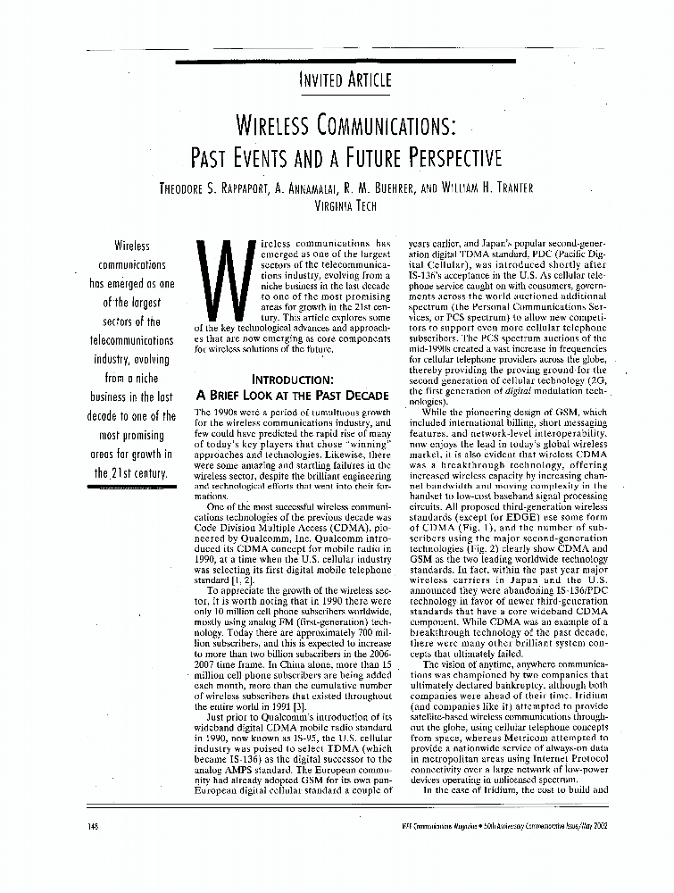 Wireless communications: past events and a future perspective | IEEE ...