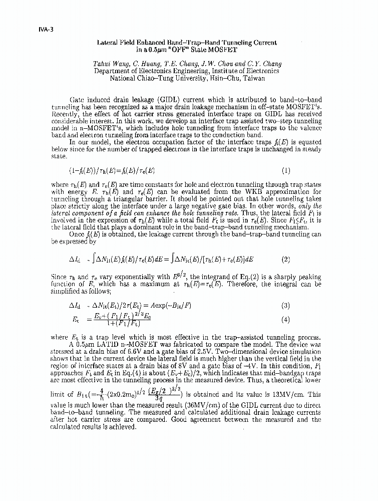 Lateral field enhanced band-trap-band tunneling current in a 0.5/spl mu ...