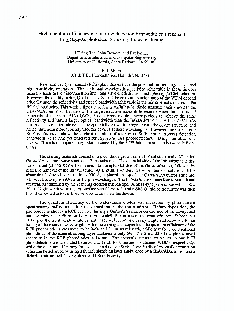 High quantum efficiency and narrow detection bandwidth of a resonant In ...