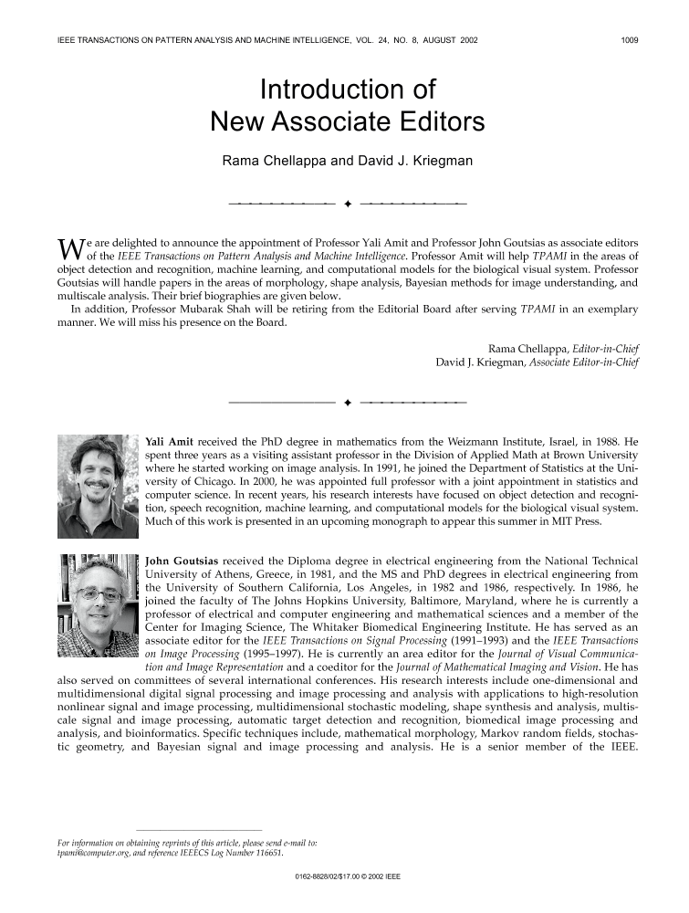 Introduction of new Associate Editors | IEEE Journals & Magazine | IEEE ...