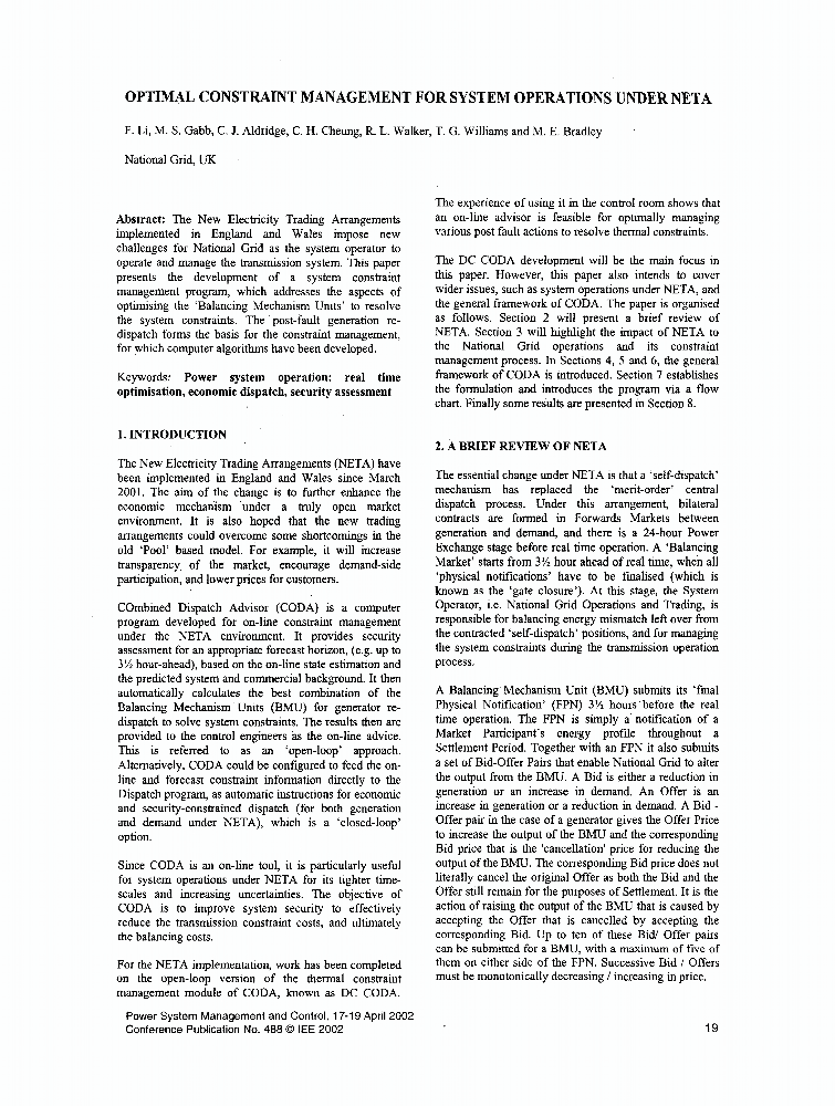Optimal constraint management for system operations under neta | IET ...