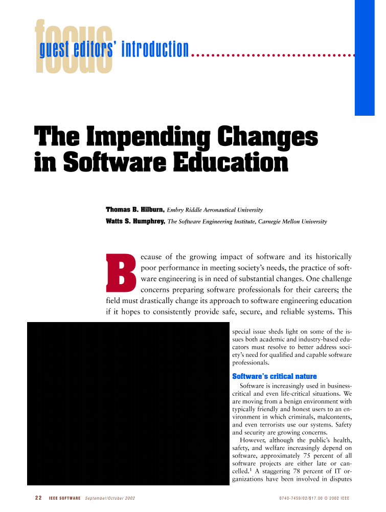 The impending changes in software education | IEEE Journals & Magazine ...