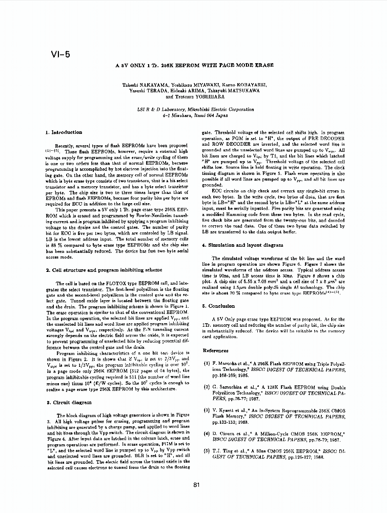 A 5V only 1 Tr, 256K EEPROM with page mode erase | IEEE Conference ...