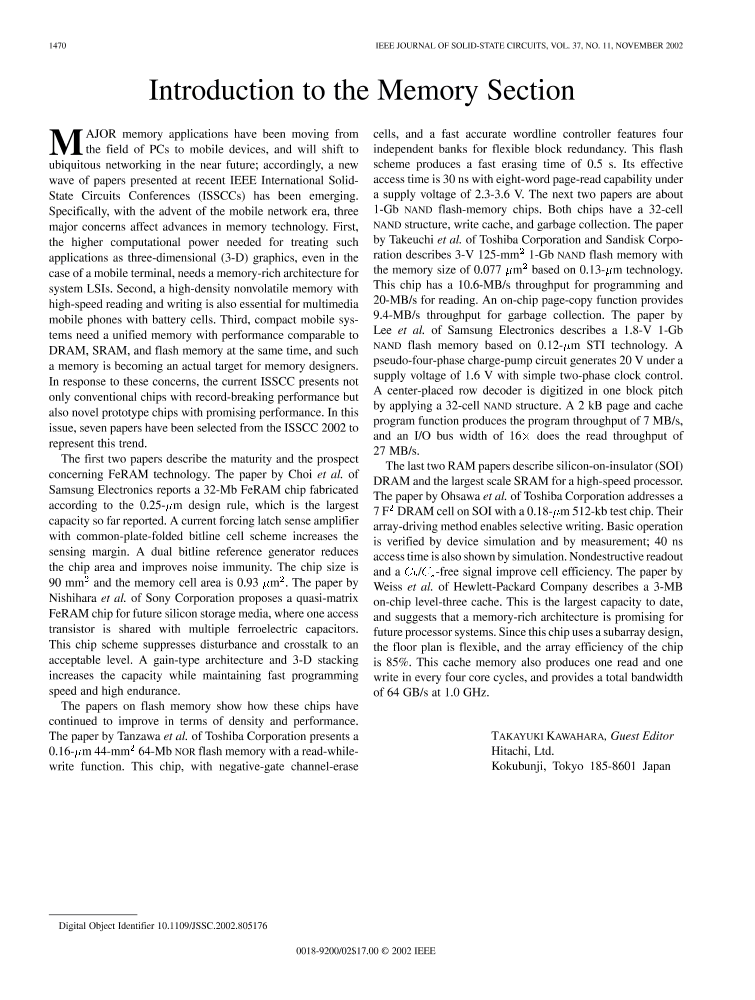 Introduction to the memory section | IEEE Journals & Magazine | IEEE Xplore