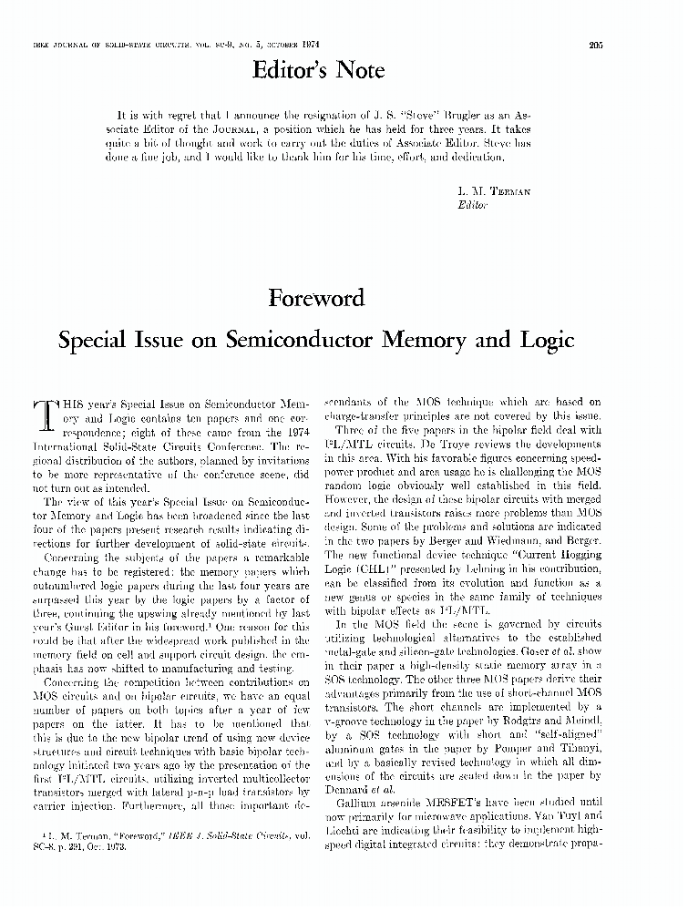 Foreword - Special Issue on Semiconductor Memory and Logic | IEEE ...