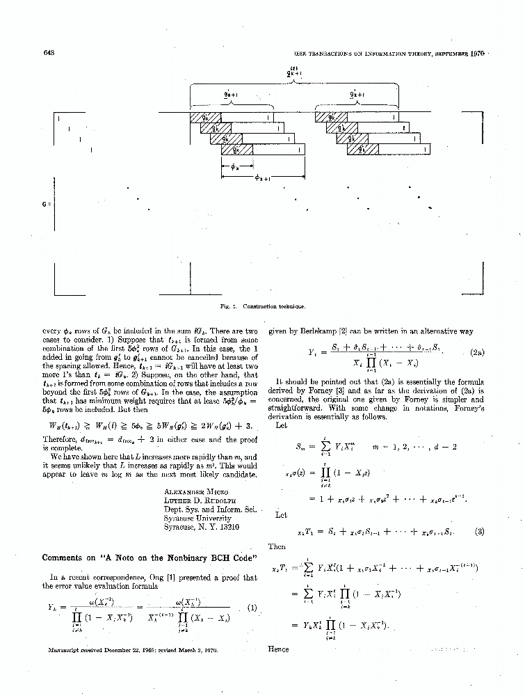 Comments on "A note on the nonbinary BCH code" by Ong, A. | IEEE ...