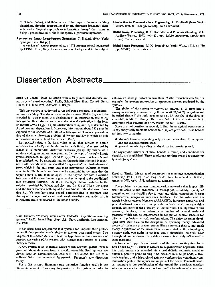 Measures Of Congestion For Computer Communication Networks Phd Thesis Abstr Ieee Journals