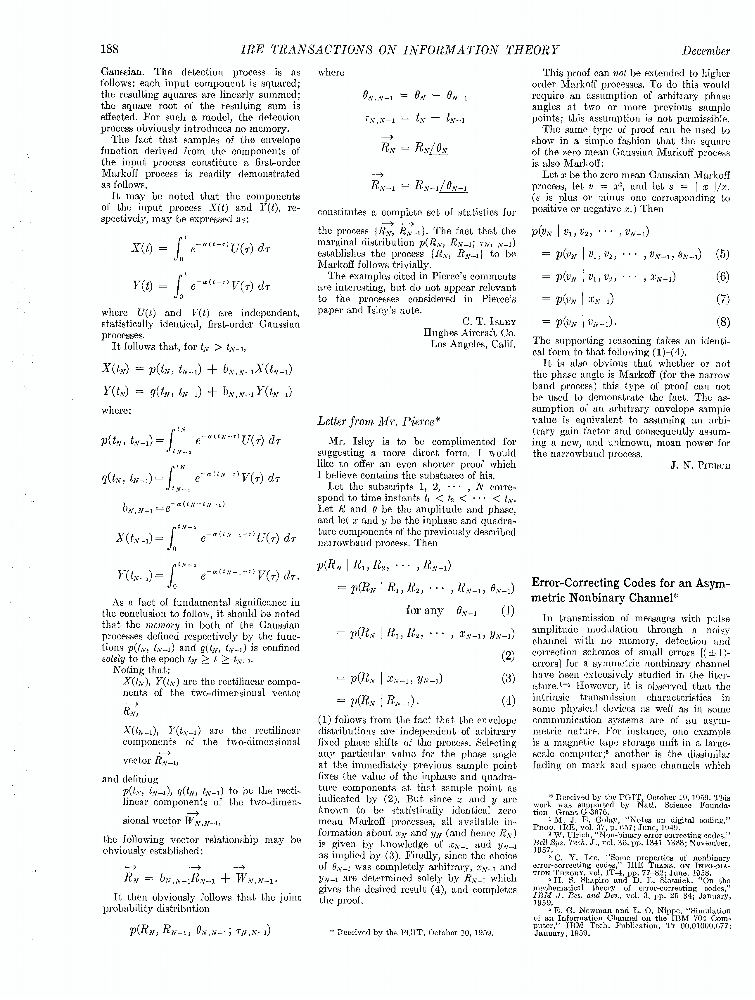 Comments on 'A Markoff Envelope Process' | IEEE Journals & Magazine ...