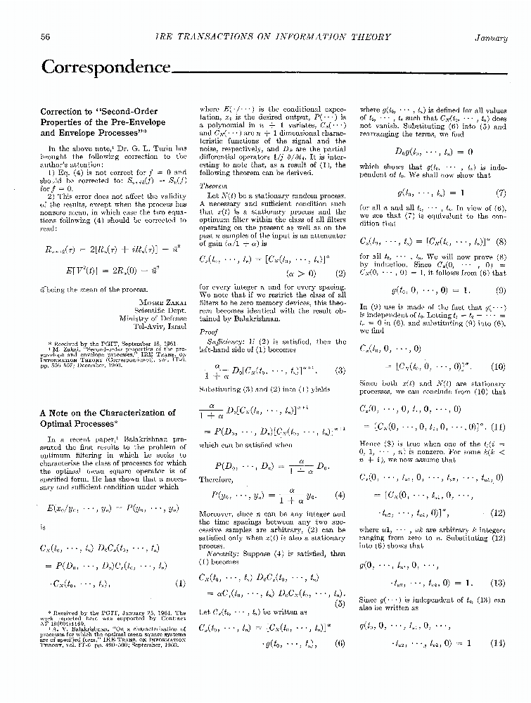 Correction to 'Second-Order Properties of the Pre-Envelope Processes ...