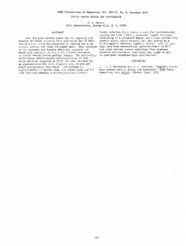 Bubble memory design and performance | IEEE Journals & Magazine | IEEE ...