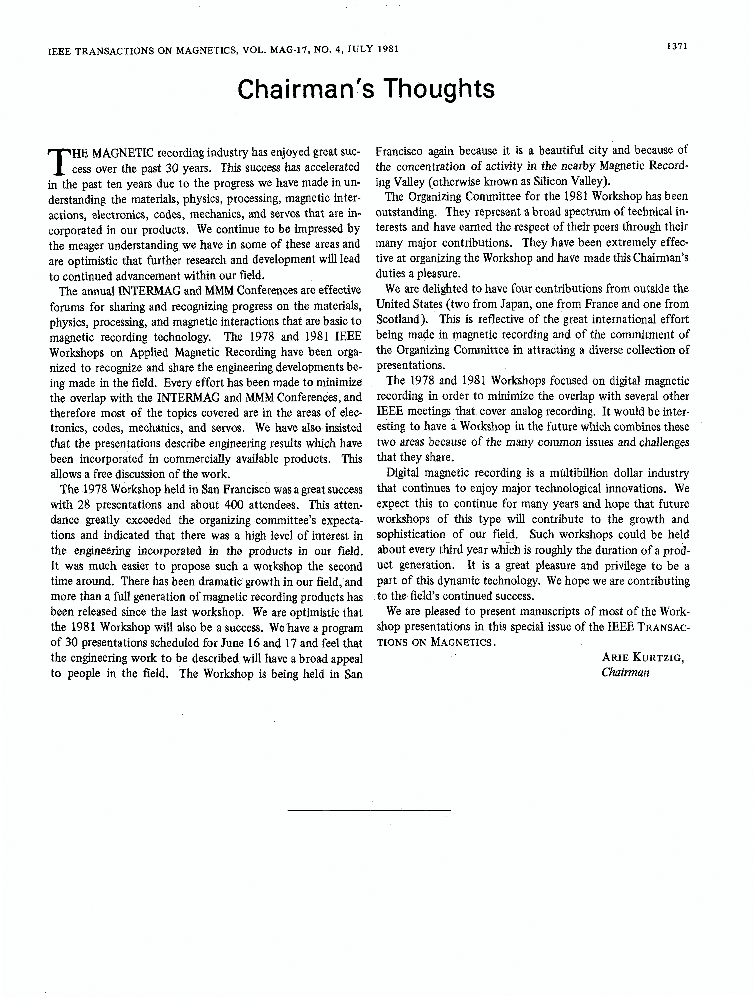 Chairman's thoughts | IEEE Journals & Magazine | IEEE Xplore