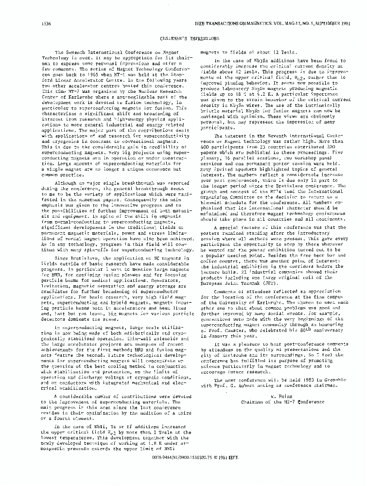 Chairman's impressions | IEEE Journals & Magazine | IEEE Xplore