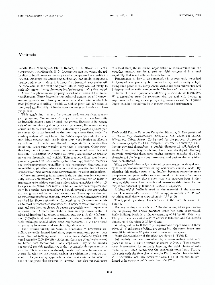 Twelve-mil ferrite cores for computer memory | IEEE Journals & Magazine ...