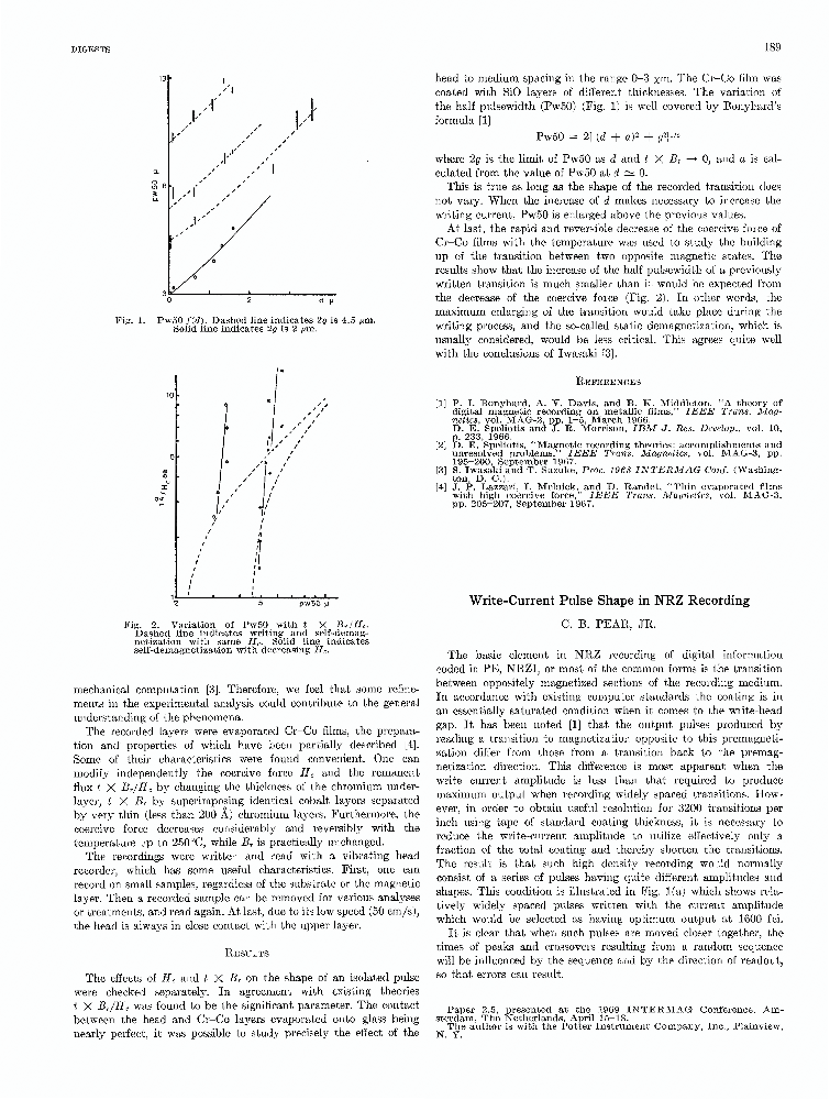 Write-current pulse shape in NRZ recording | IEEE Journals & Magazine ...
