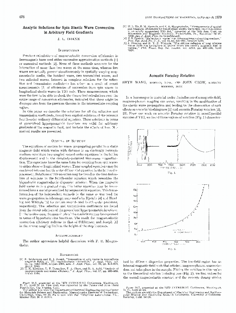 Analytic Solutions For Spin Elastic Wave Conversion In Arbitrary Field Gradients Ieee Journals