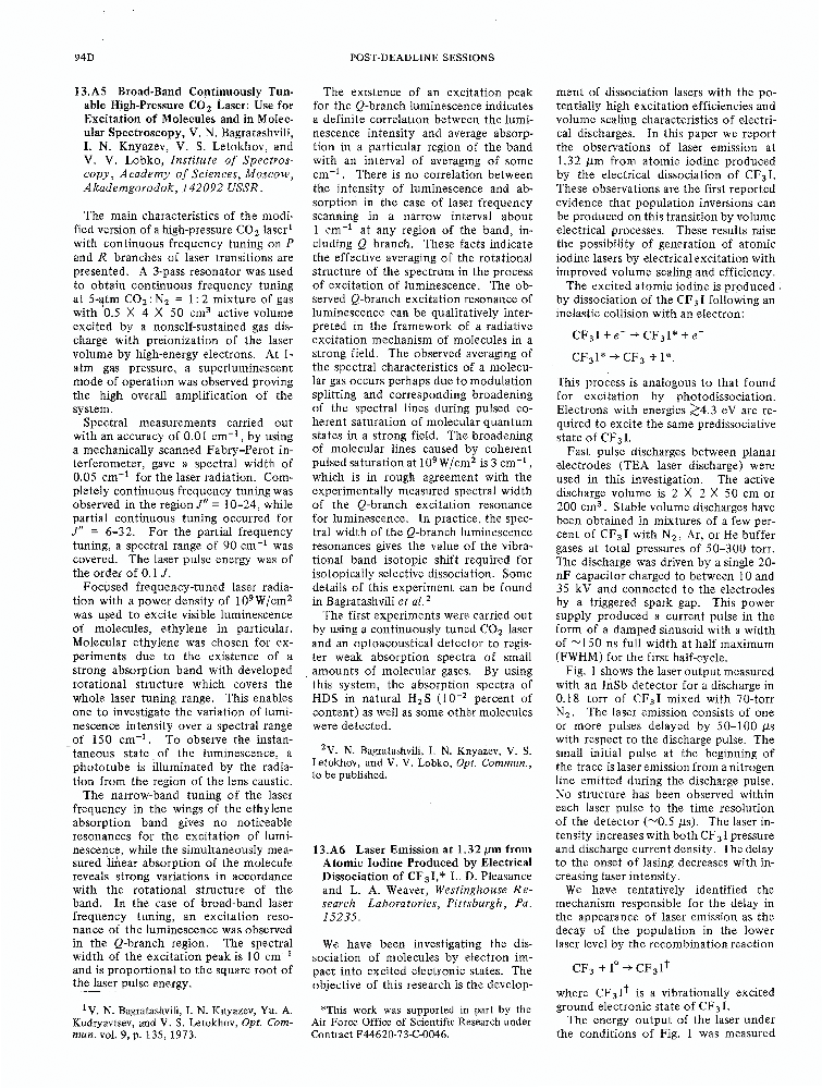 Broad-band continuously tunable high-pressure CO2 laser: Use for ...