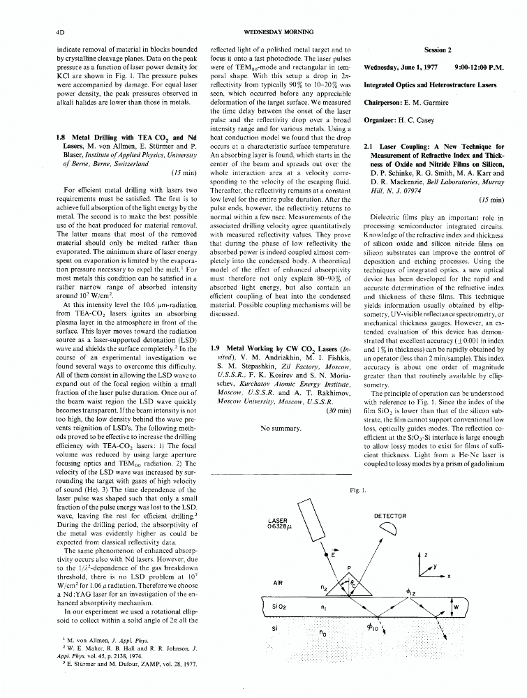 Laser coupling: A new technique for measurement of refractive index and ...