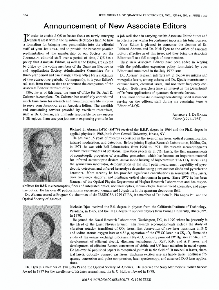 Announcement of new associate editors | IEEE Journals & Magazine | IEEE ...