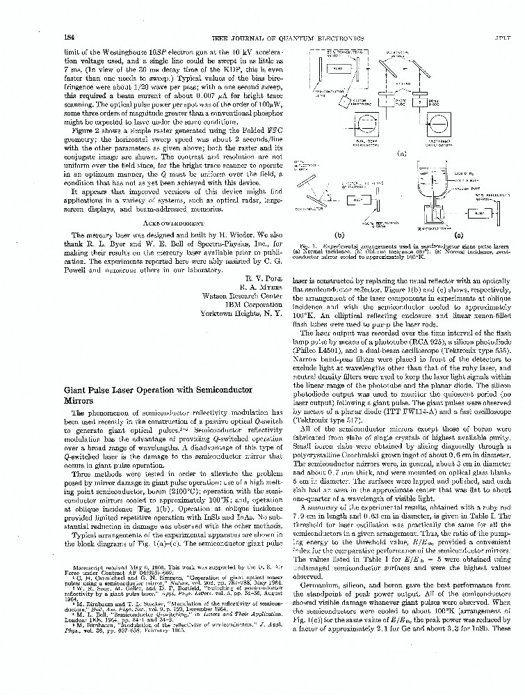 Giant pulse laser operation with semiconductor mirrors | IEEE Journals ...