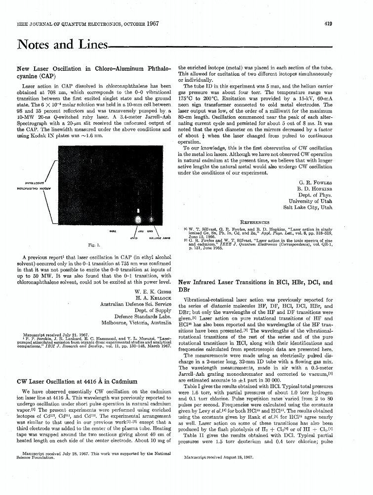 New infrared laser transitions in HCl, HBr, DCl, and DBr | IEEE ...