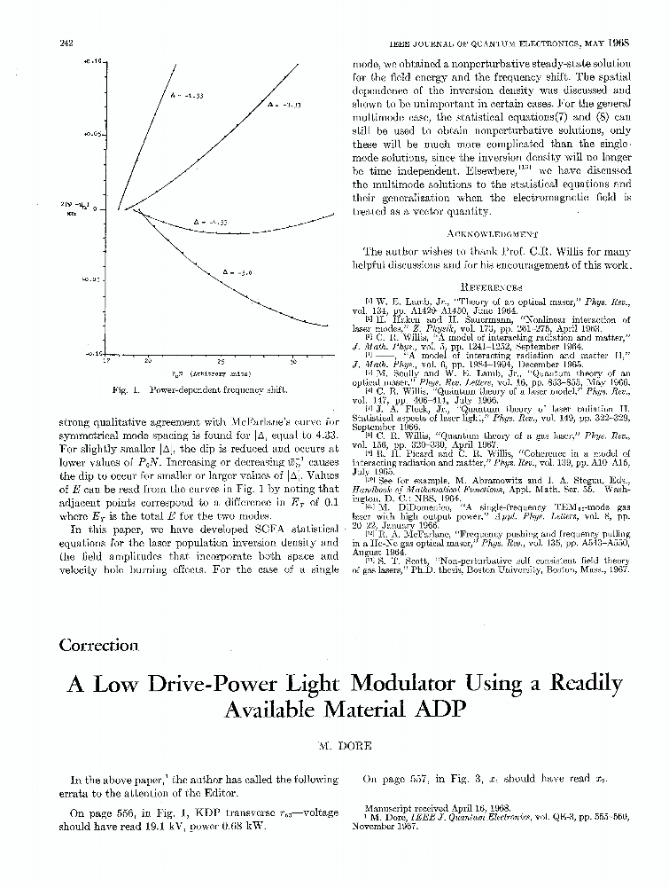 Correction to "A low drive-power light modulator using a readily ...