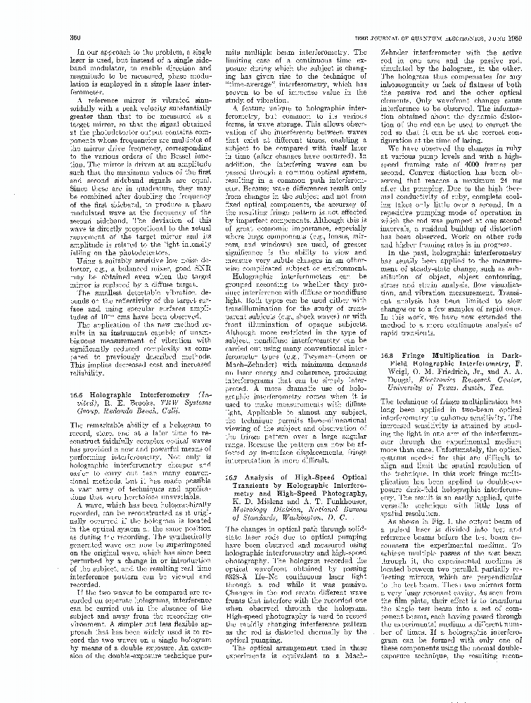 Holographic interferometry | IEEE Journals & Magazine | IEEE Xplore