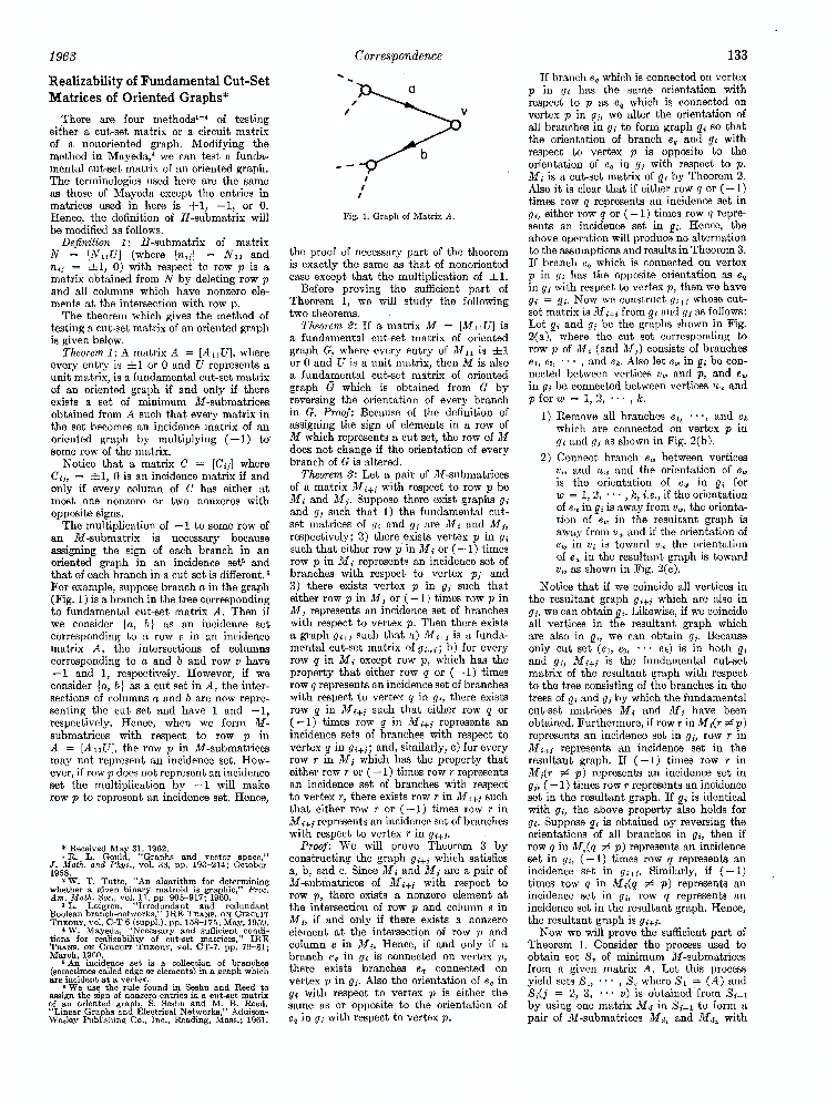 Realizability of Fundamental Cut Set Matrices of Oriented Graphs | IEEE ...