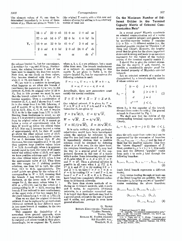 On the Maximum Number of Different Entries in the Terminal Capacity ...