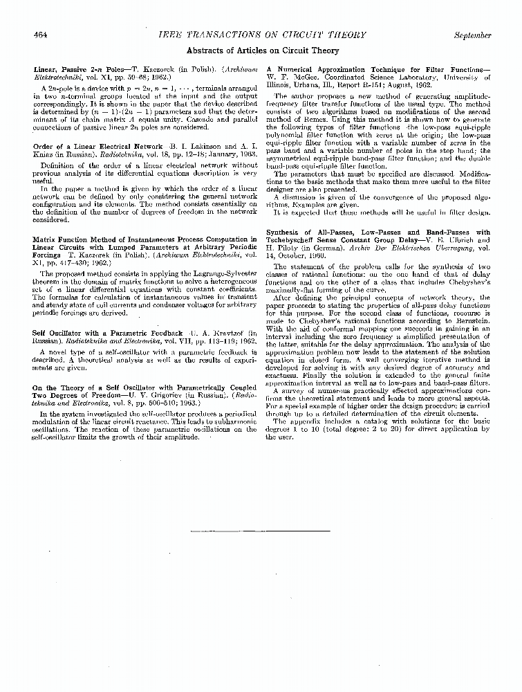 Abstracts of articles on circuit theory | IEEE Journals & Magazine ...