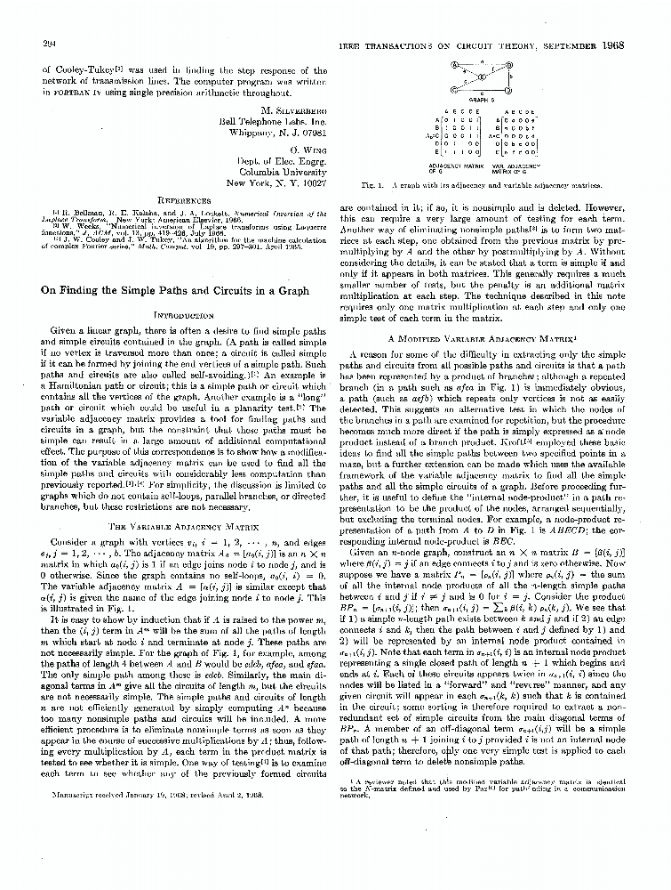 On finding the simple paths and circuits in a graph | IEEE Journals ...