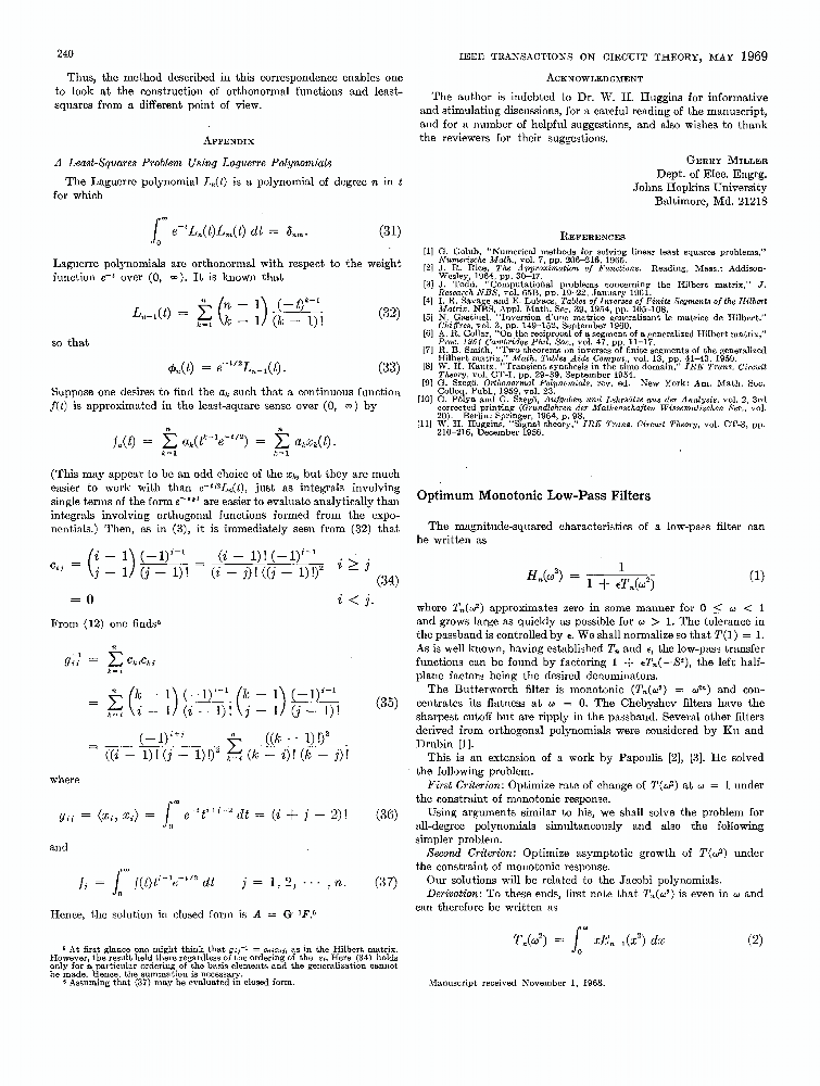Optimum Monotonic Low-Pass Filters | IEEE Journals & Magazine | IEEE Xplore