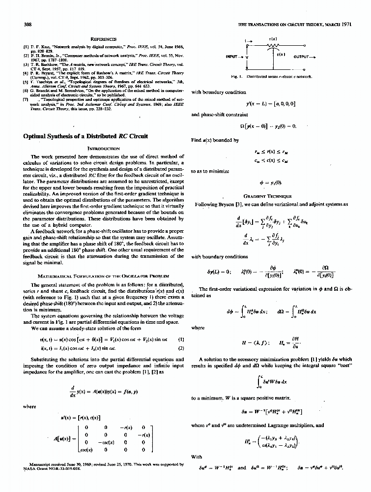 Optimal Synthesis Of A Distributed Rc Circuit Ieee Journals And Magazine Ieee Xplore