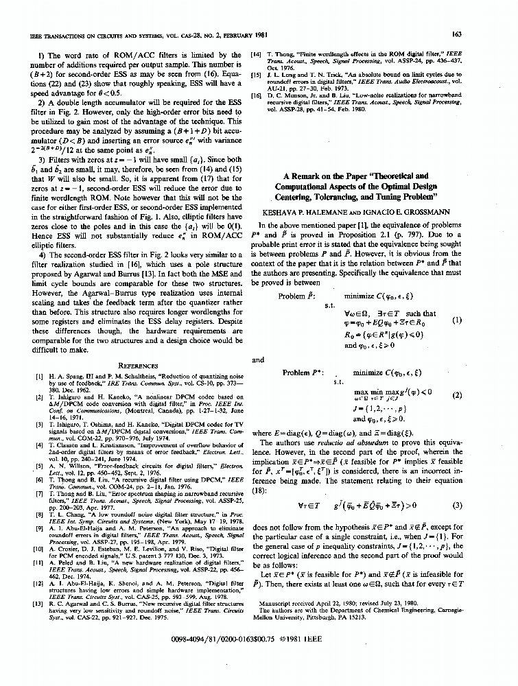 A remark on the paper 'Theoretical and computational aspects of the ...