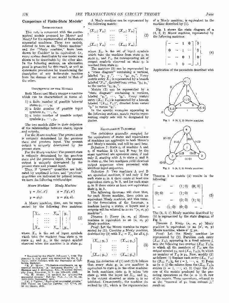 Comparison of finite-state models | IEEE Journals & Magazine | IEEE Xplore
