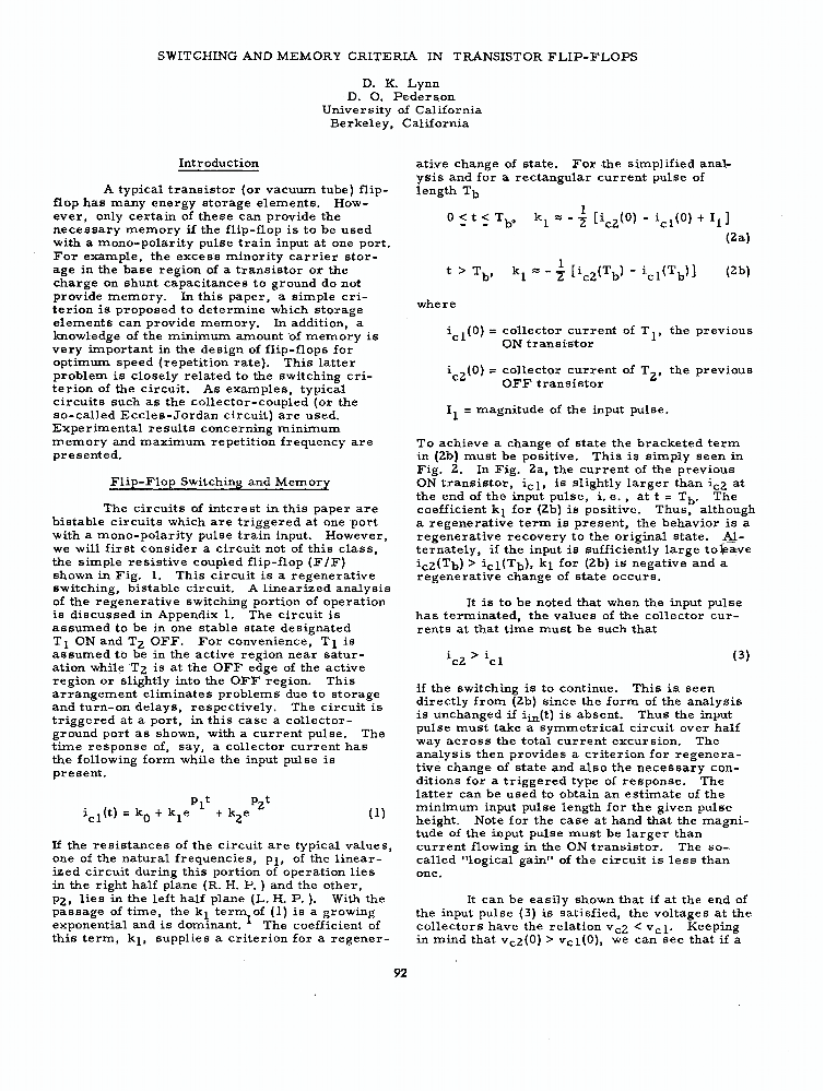 Switching and Memory Criterion in Transistor Flip-Flops | IEEE Journals ...