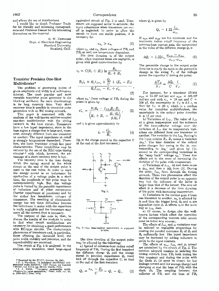 Transistor Precision One-Shot Multivibrator | IEEE Journals & Magazine ...