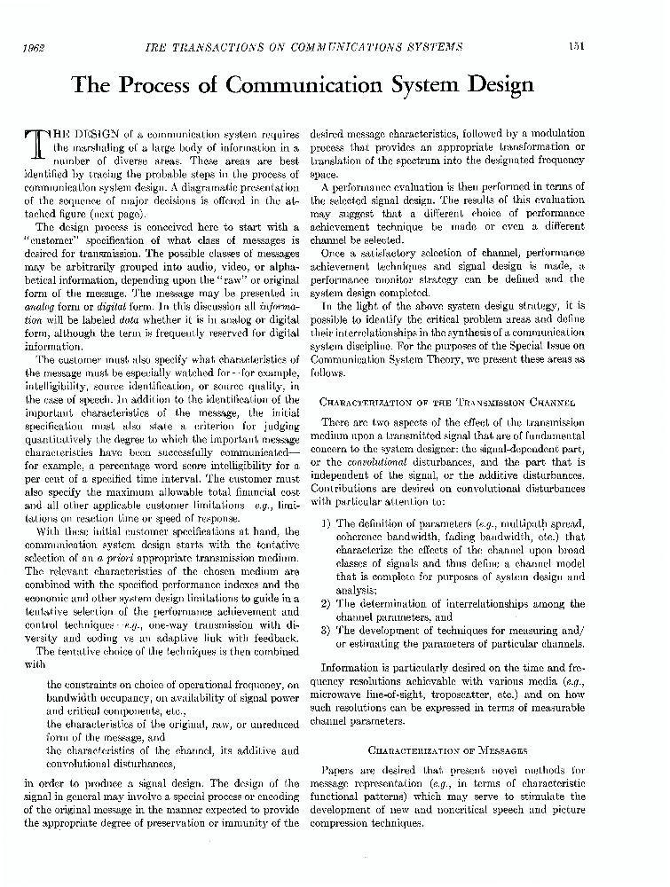 The Process of Communication System Design | IEEE Journals & Magazine | IEEE Xplore
