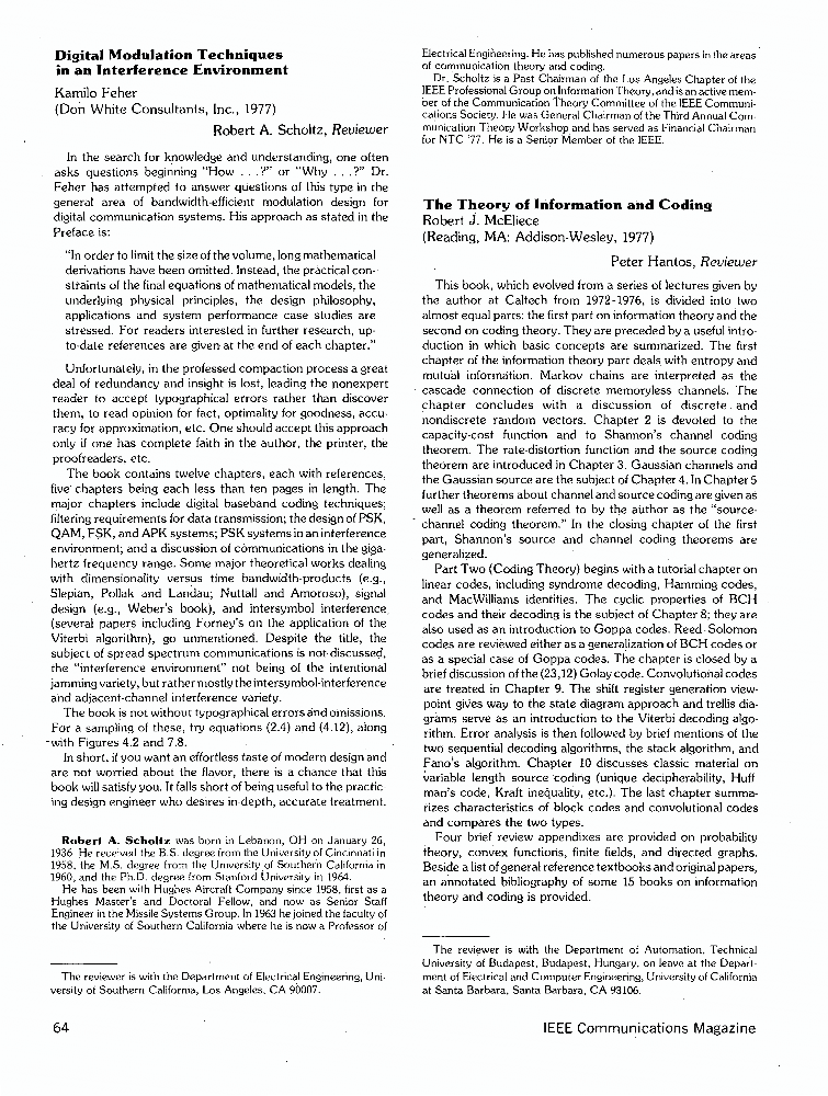 Book reviews - Digital modulation techniques in an interference ...