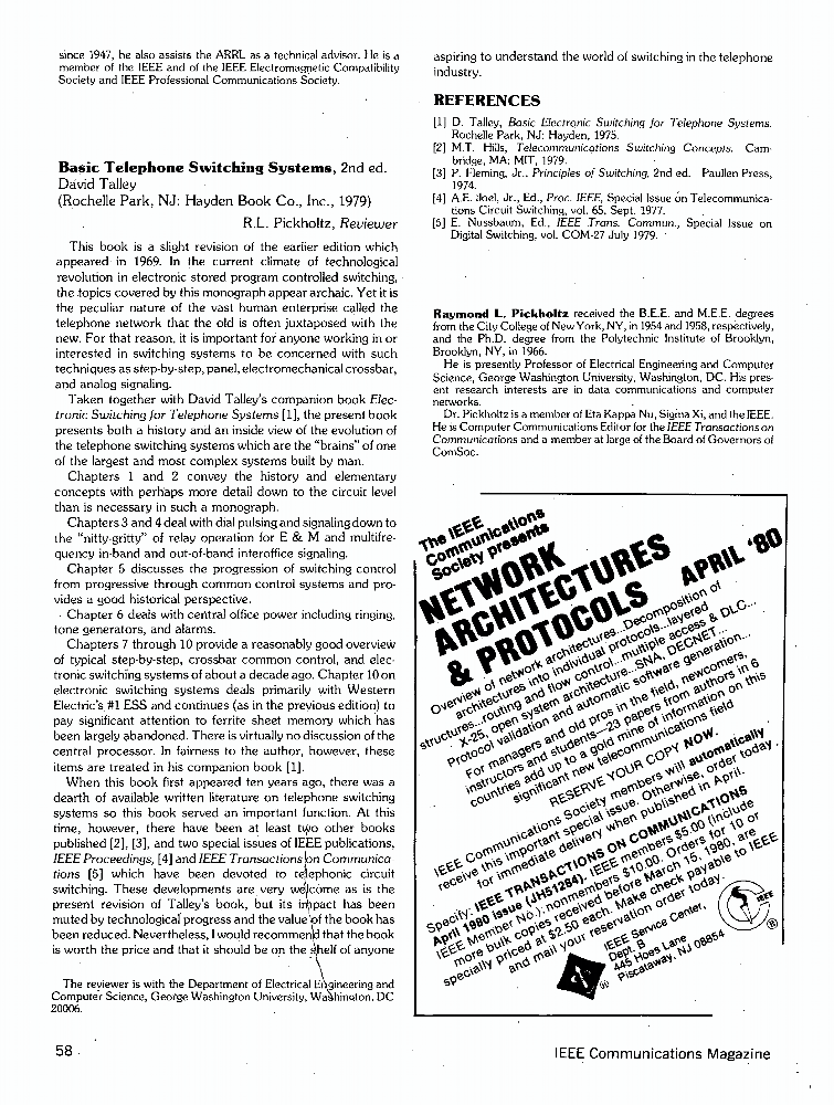 Book reviews - Basic telephone switching systems | IEEE Journals ...