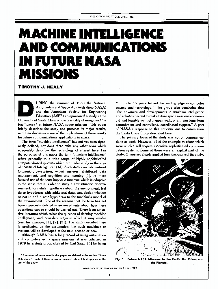 Machine intelligence and communications in future NASA missions | IEEE ...